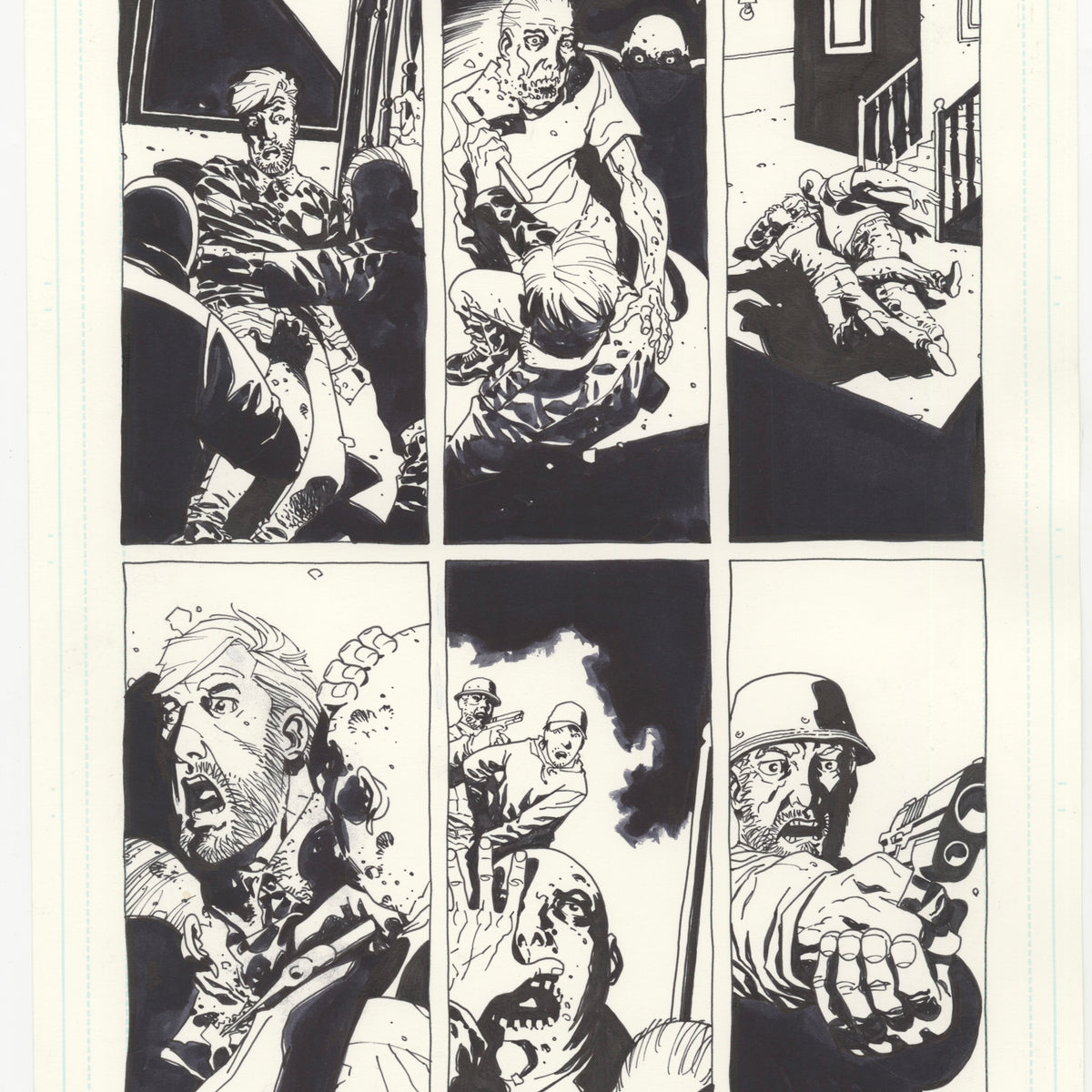 Walking Dead #8 Pg 13 Original Comic Art Rick Grimes Zombie Action Adl ...