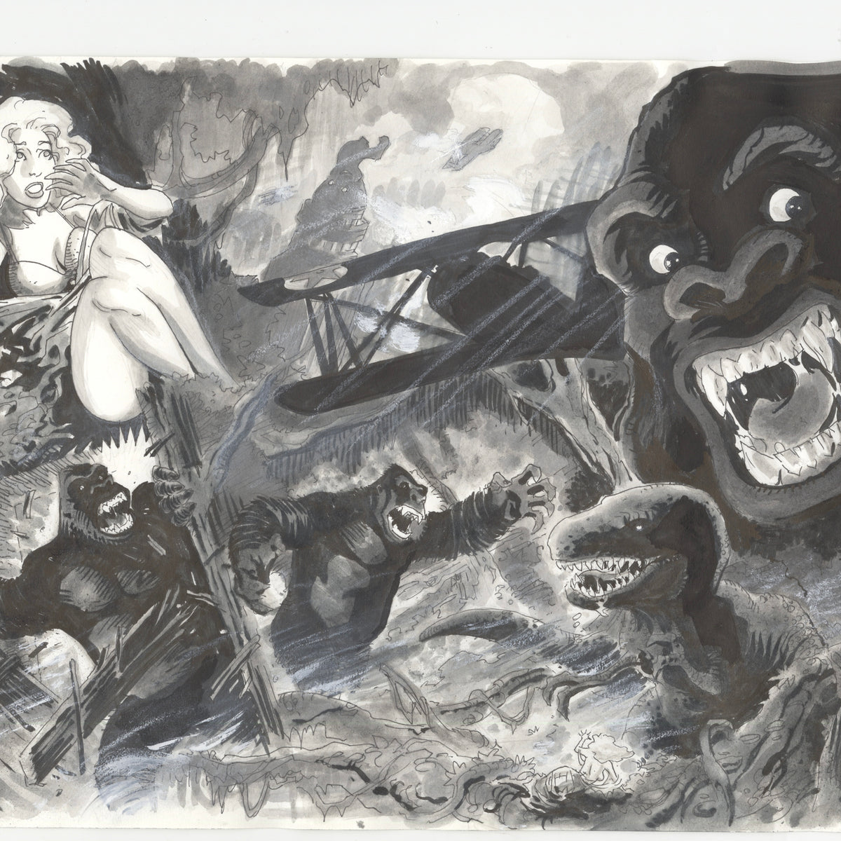 King Kong & Damsel Original Comic Art by Neil Vokes – Neat Stuff Vault